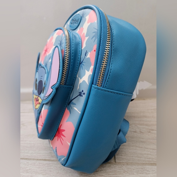 Disney | Bags | Disney Stitch Mini Backpack Bioworld Zippered Pockets ...
